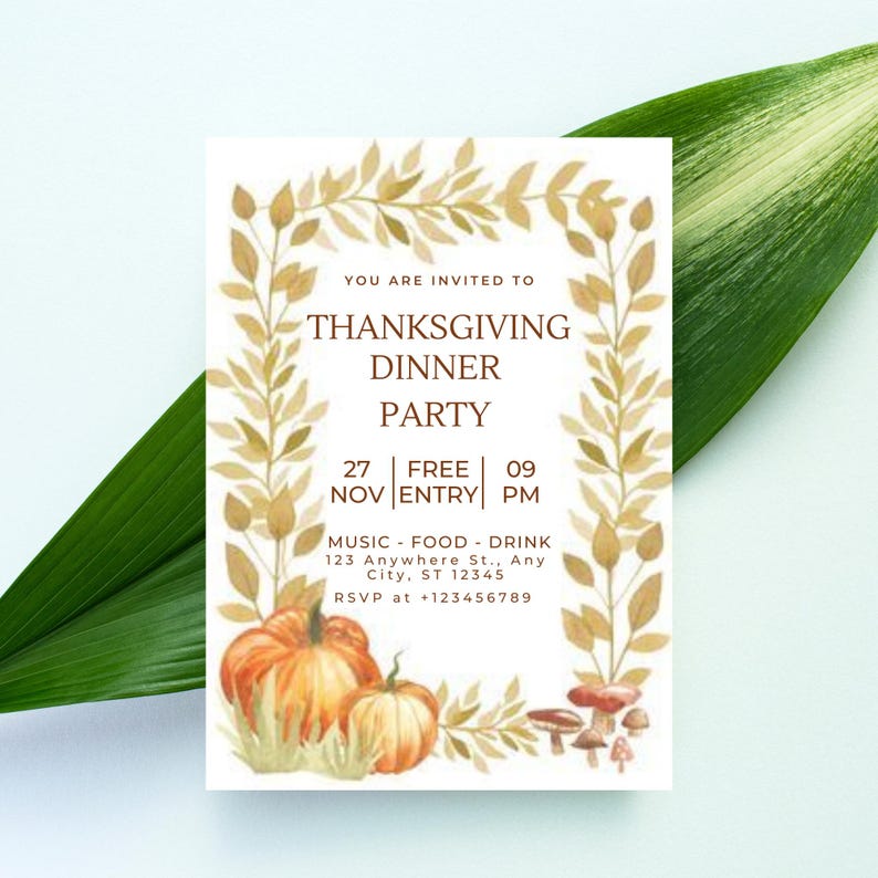 Editable Thanksgiving Invitation, Printable Thanksgiving Invite, Casual ...