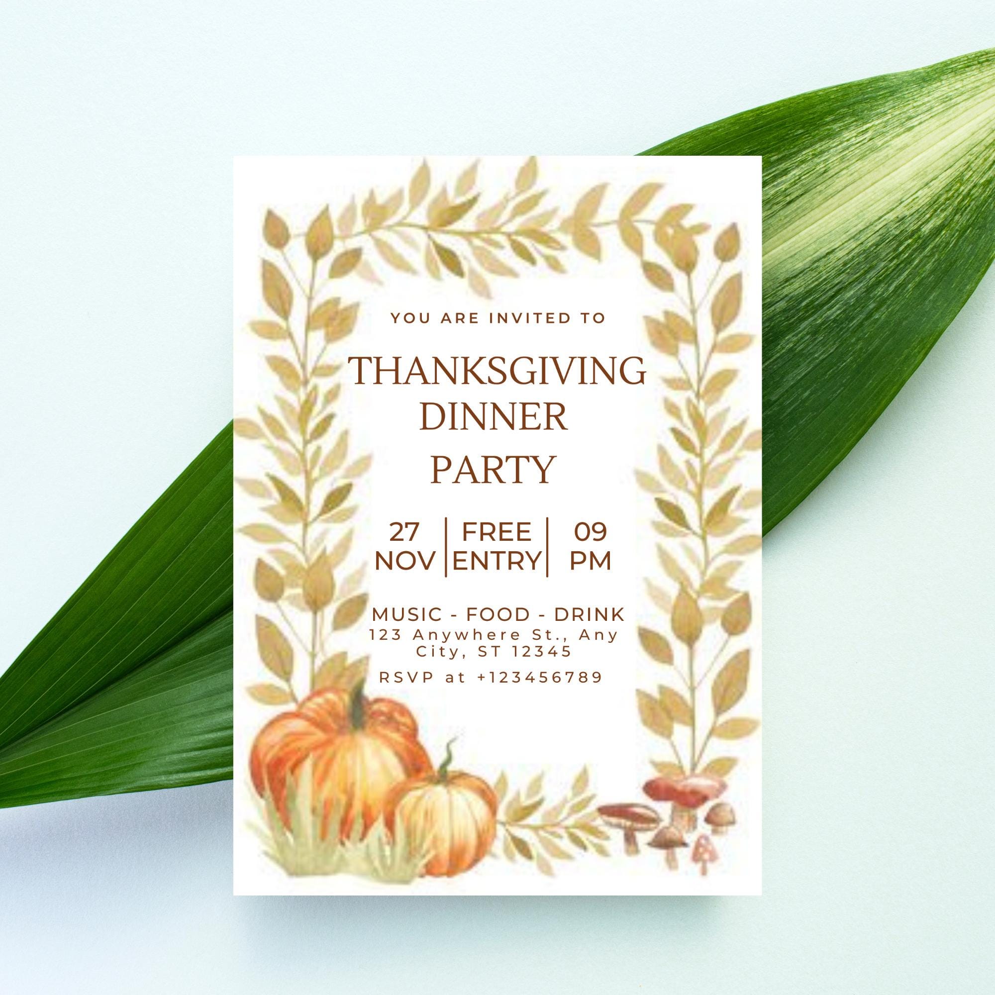Editable Thanksgiving Invitation, Printable Thanksgiving Invite, Casual ...