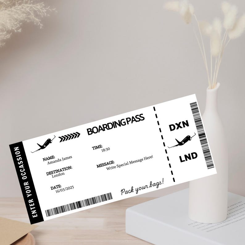 Airplane Boarding Pass Birthday Ticket Invitation EDITABLE, Blue Plane ...