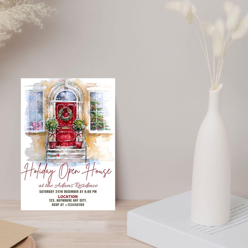 Editable Christmas Open House Invitation Template, Printable Small ...