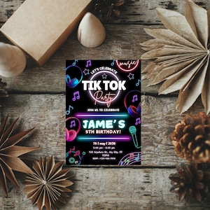 Tiktok Birthday Invitation, Tik Tok Invite, Printable Editable Party ...