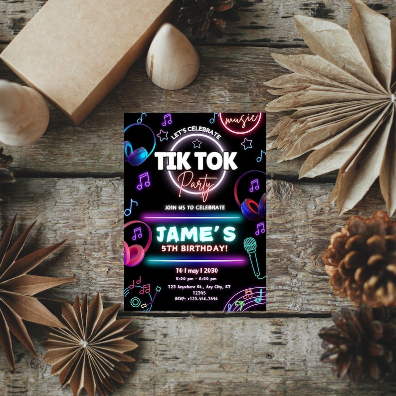 Tiktok Birthday Invitation, Tik Tok Invite, Printable Editable Party ...