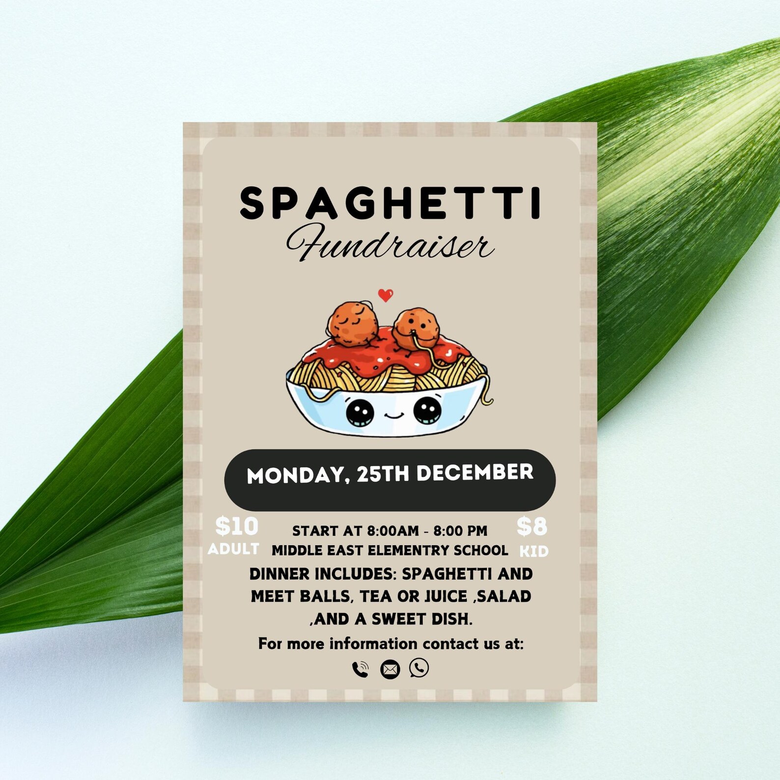 Editable Spaghetti Dinner Fundraiser Flyer Ticket Template, Pasta PTA ...