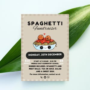Editable Spaghetti Dinner Fundraiser Flyer Ticket Template, Pasta PTA ...