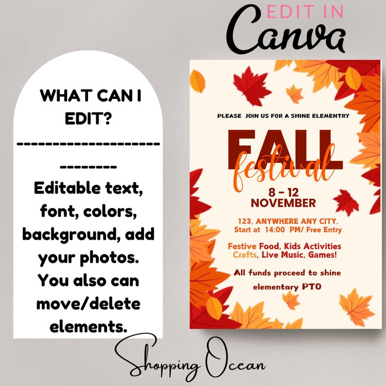 Fall Festival Flyer, DIY Flyer Template Design, Harvest Festival Invite ...