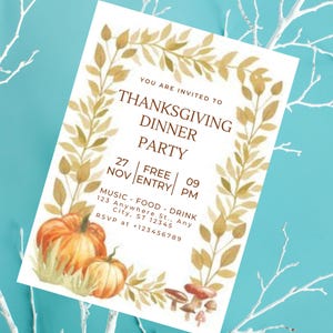 Editable Thanksgiving Invitation, Printable Thanksgiving Invite, Casual ...