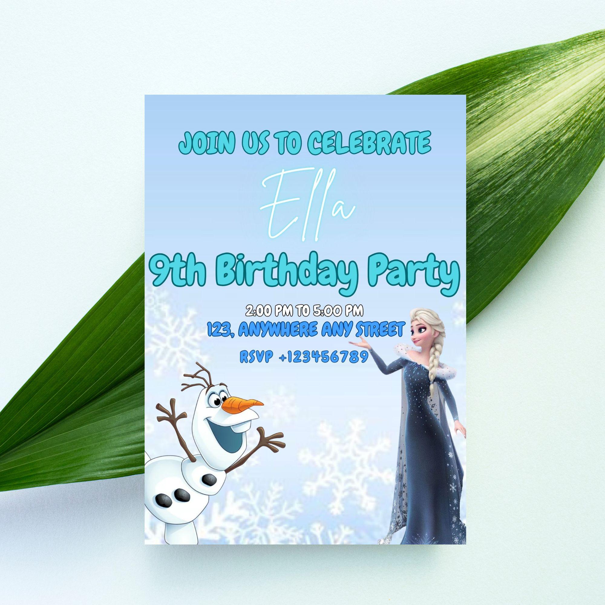 Editable Frozen Birthday Invitation Template Frozen Birthday Invite ...