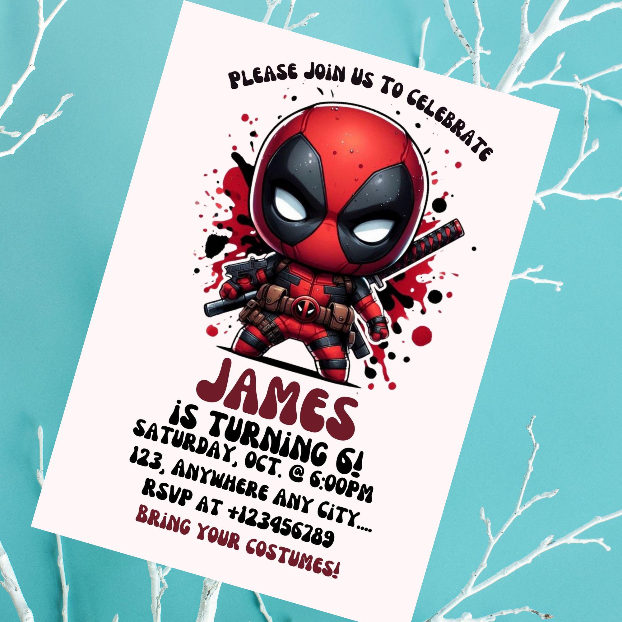 Deadpool Birthday Invitation, OMG Deadpool, Printable Invitation ...