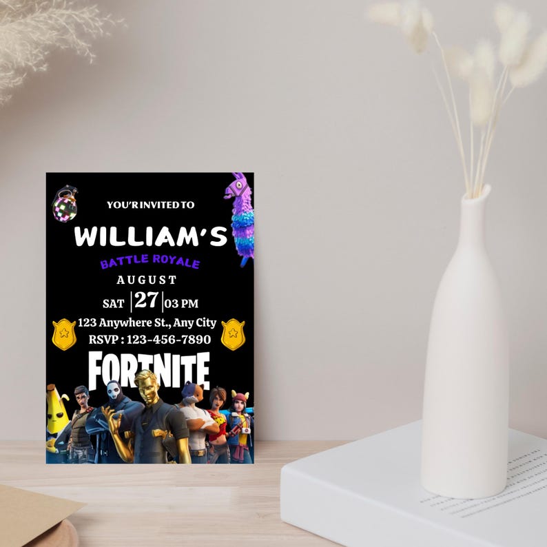 Editable Fortnight Birthday Invitation Card Print, Birthday Flyer ...