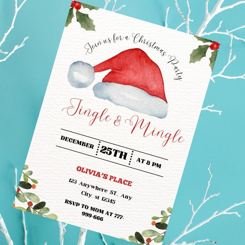 Editable Christmas Party Invitation, Christmas Party Invitation, Party ...