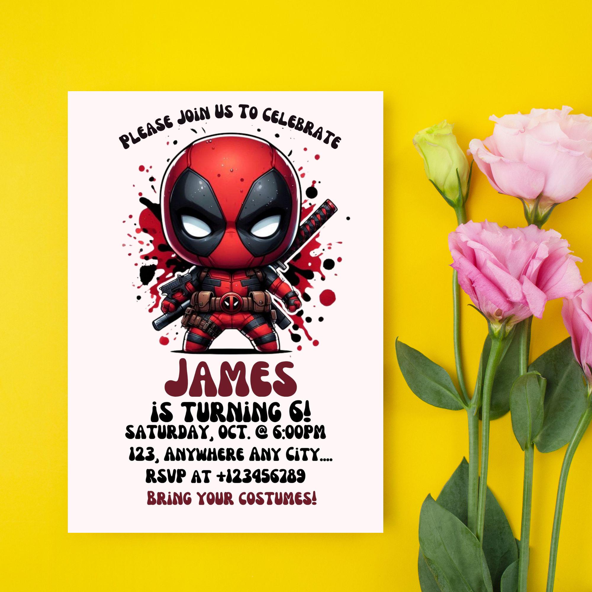 Deadpool Birthday Invitation, OMG Deadpool, Printable Invitation ...