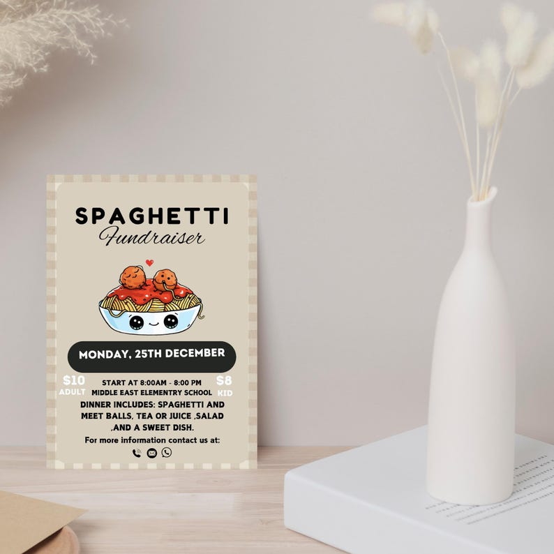 Editable Spaghetti Dinner Fundraiser Flyer Ticket Template, Pasta PTA ...