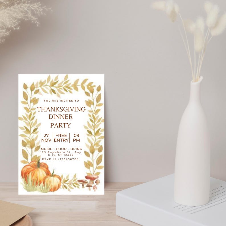 Editable Thanksgiving Invitation, Printable Thanksgiving Invite, Casual ...