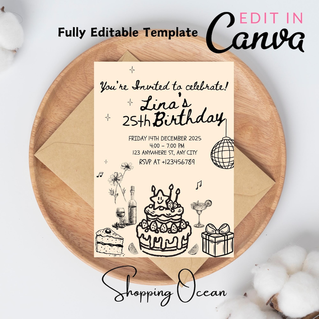 Editable Birthday Invitation Template, 4th Birthday Girls Invitation ...