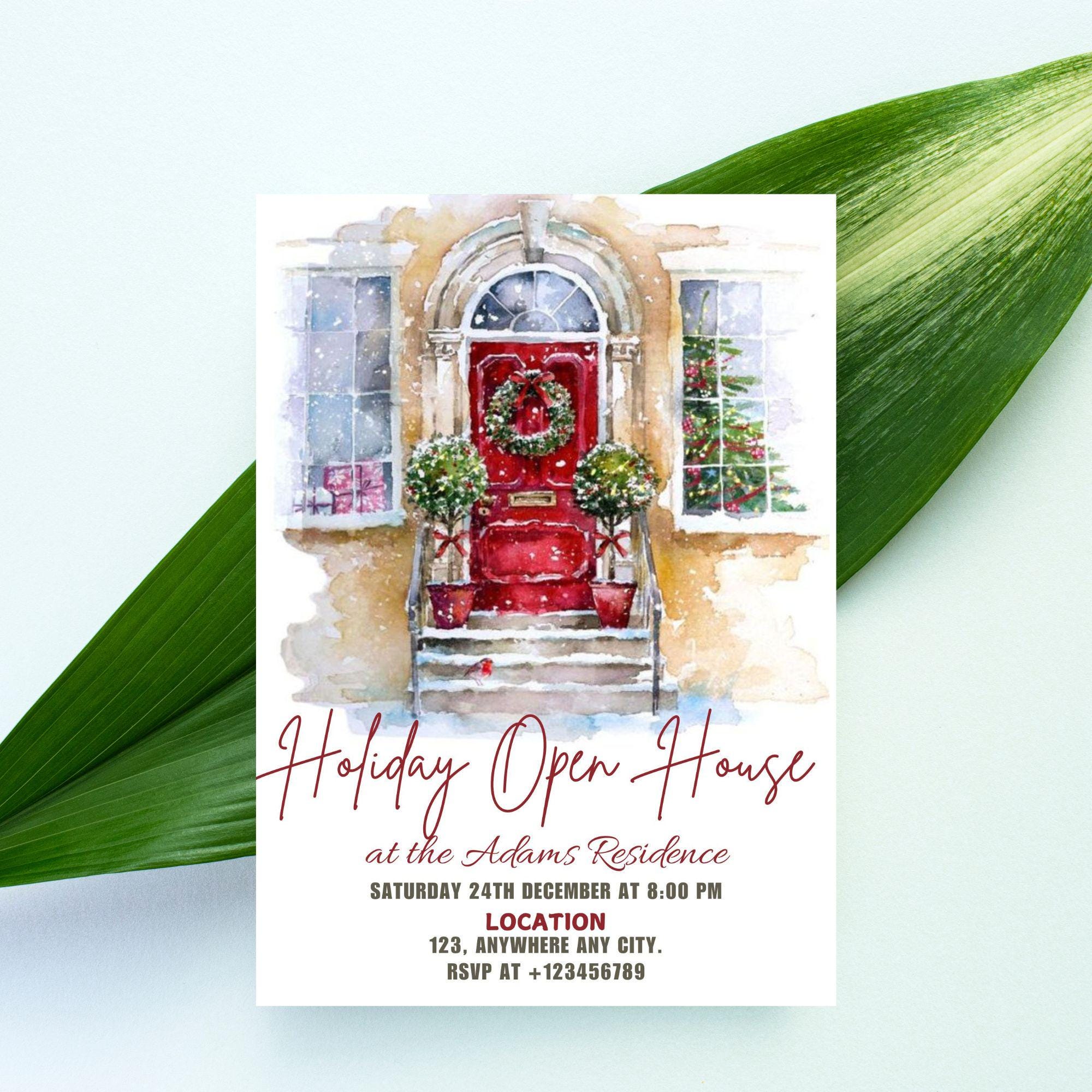 Editable Christmas Open House Invitation Template, Printable Small ...
