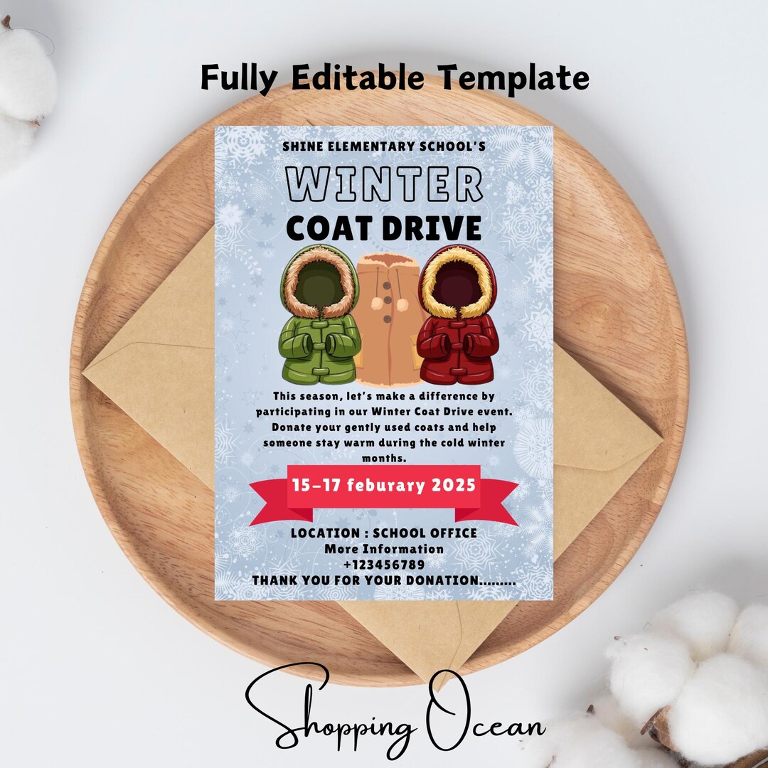 Winter Clothing Drive Flyer, Printable PTA PTO Invitation, Charity ...