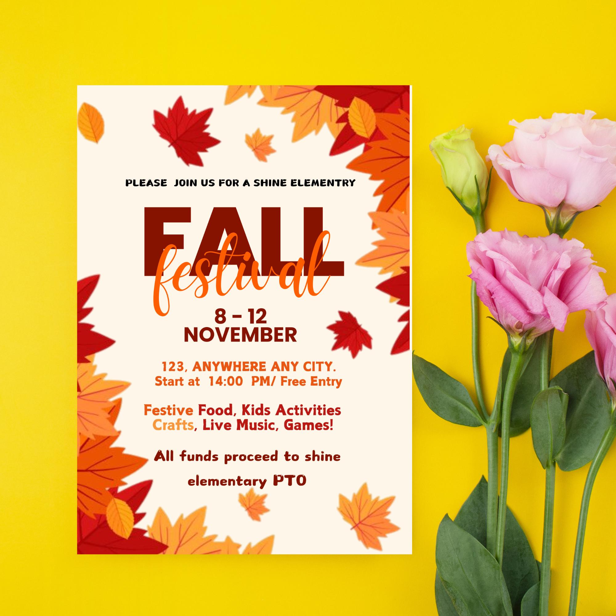 Fall Festival Flyer, DIY Flyer Template Design, Harvest Festival Invite ...