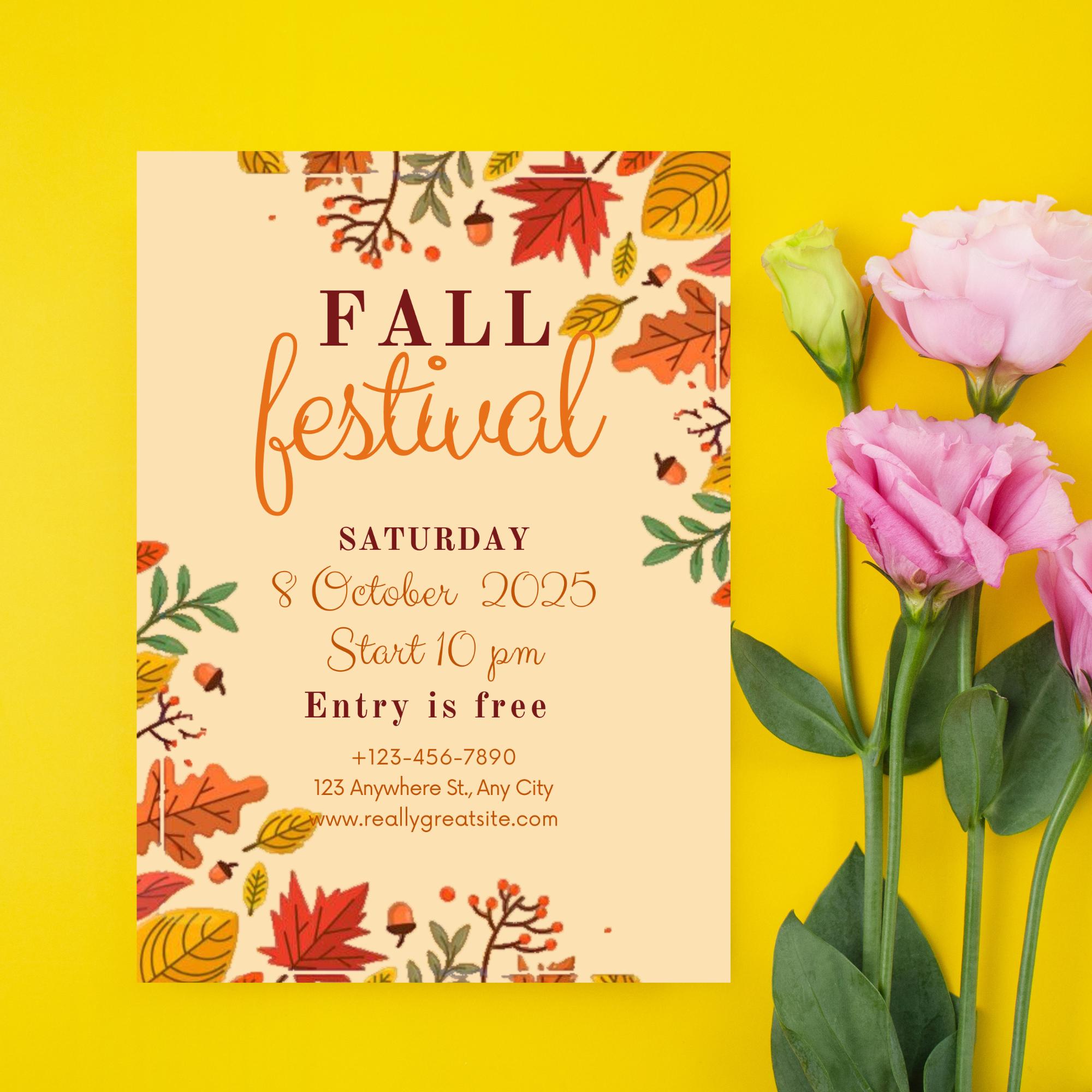 Editable Fall Festival Flyer Template, Printable Harvest Festival ...