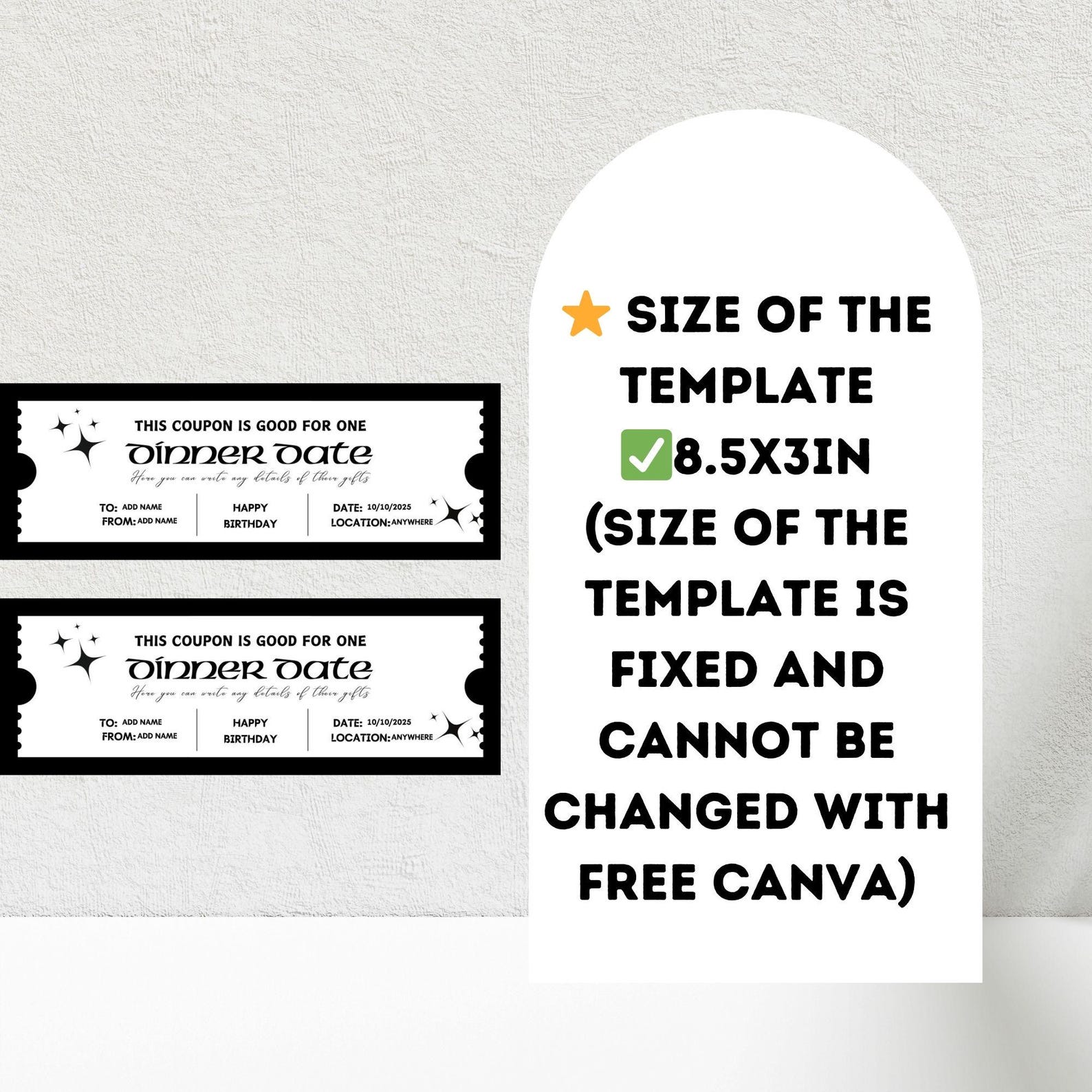 Custom Dinner Date Gift Coupon Editable Voucher for Dinner Date Ticket ...