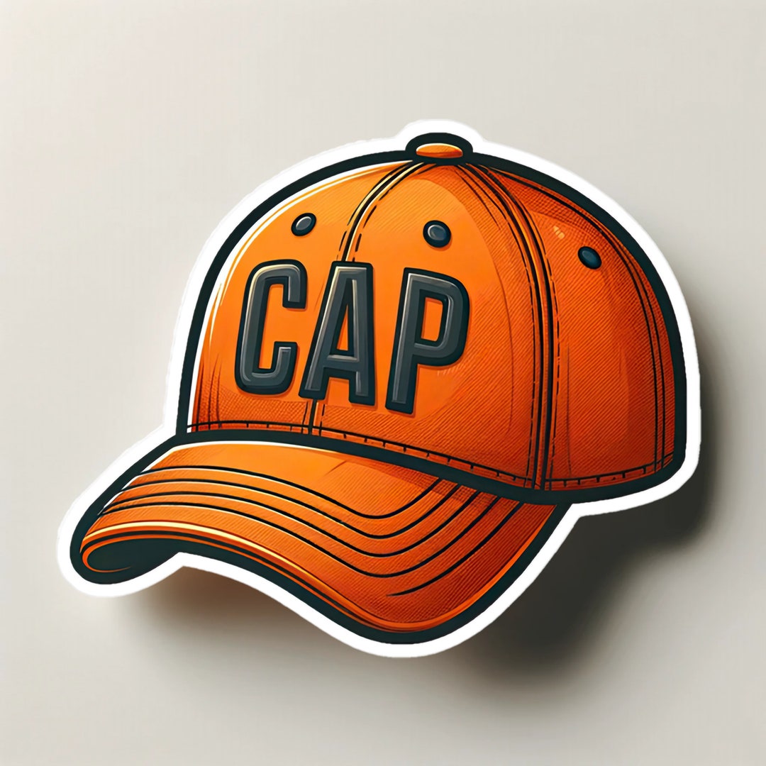 Playful Orange CAP Sticker Bright Baseball Hate Decal urban Vibes Funny ...