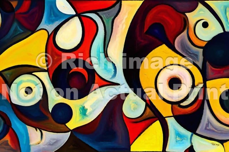 Surreal Influence Abstract Colors Geometric Icon Oil Painting Fine Art ...
