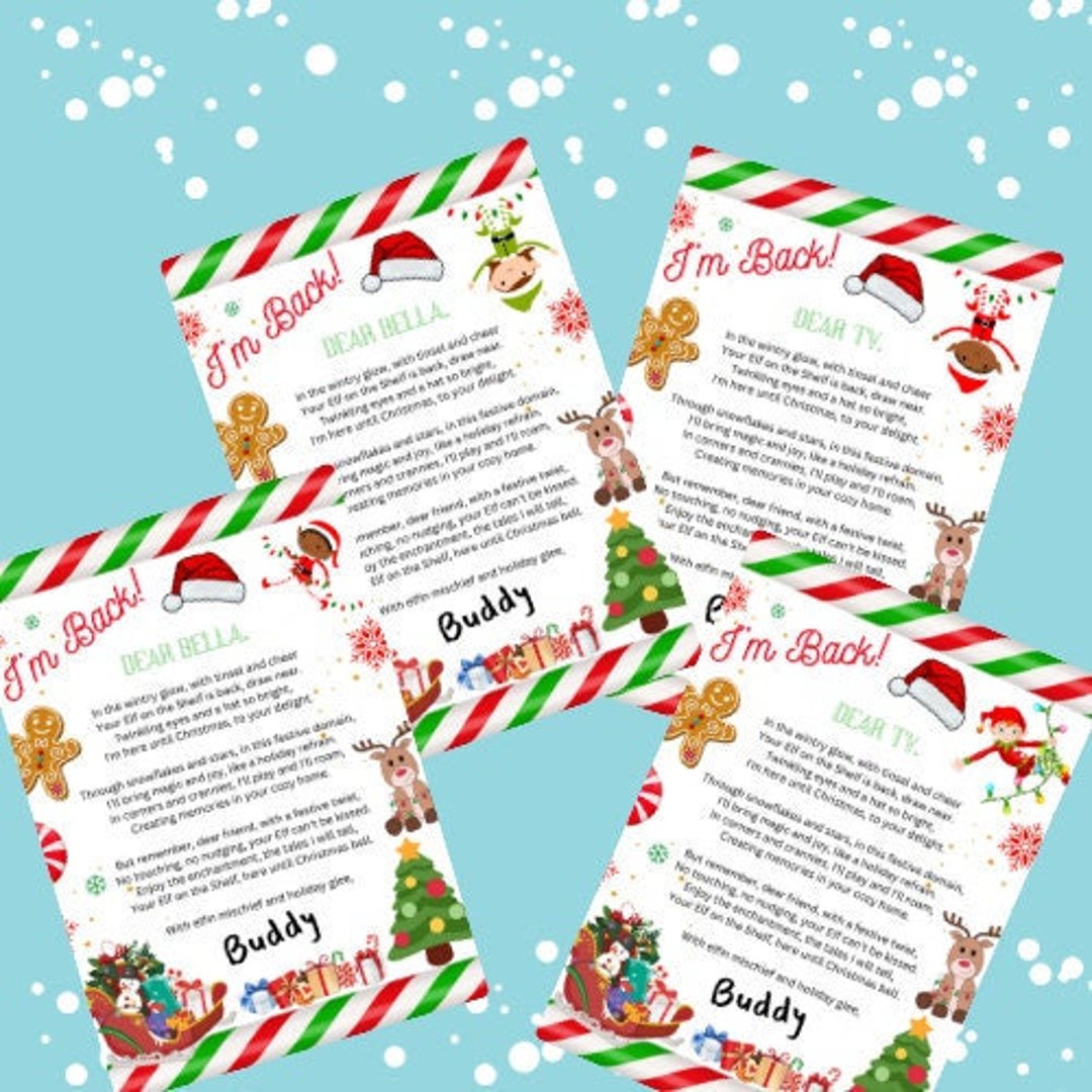 Carta de regreso de Elf, Carta de llegada de Elf, Carta de Elf Boy ...