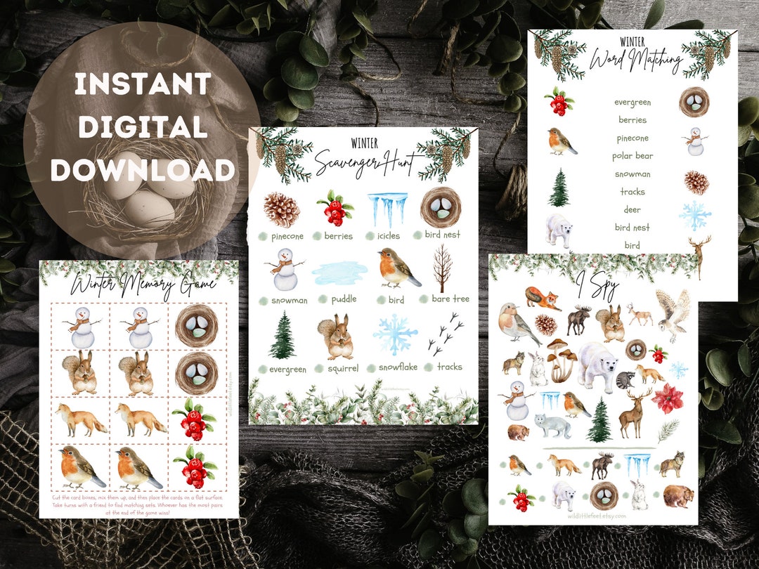Winter Nature Activities Set Printable (scavenger Hunt, Memory Game, I ...