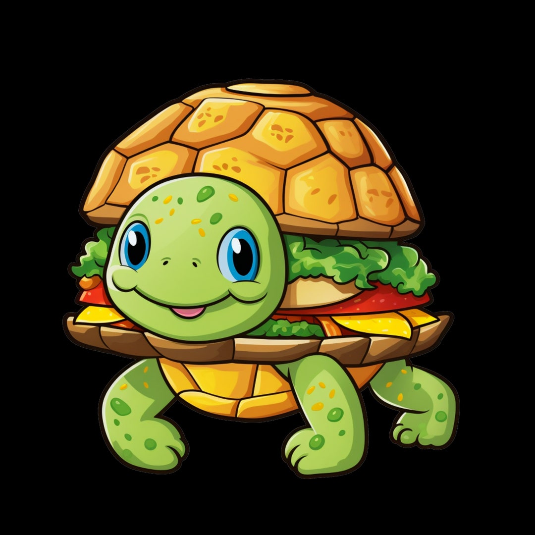 Hamburger Shell Turtle, Funny Sticker for Laptop, Water Bottle ...