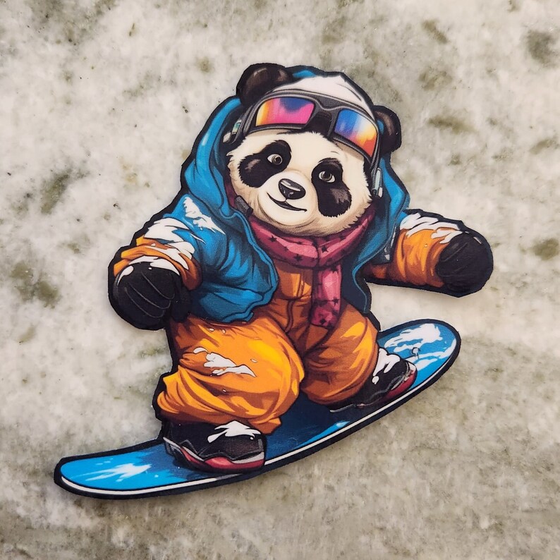 Snowboarding Panda, Funny Sticker for Laptop, Water Bottle, Hydroflask ...