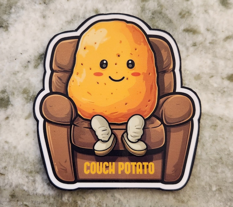 Couch Potato, Funny Sticker for Laptop, Water Bottle, Hydroflask, Desk ...