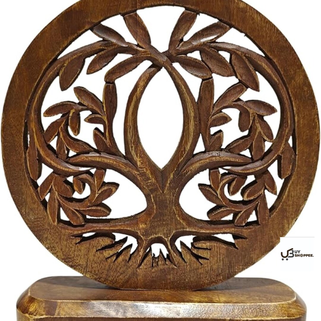 Wooden Carved Handmade Engraved Table Decor Tree Shape Table Sculpture ...