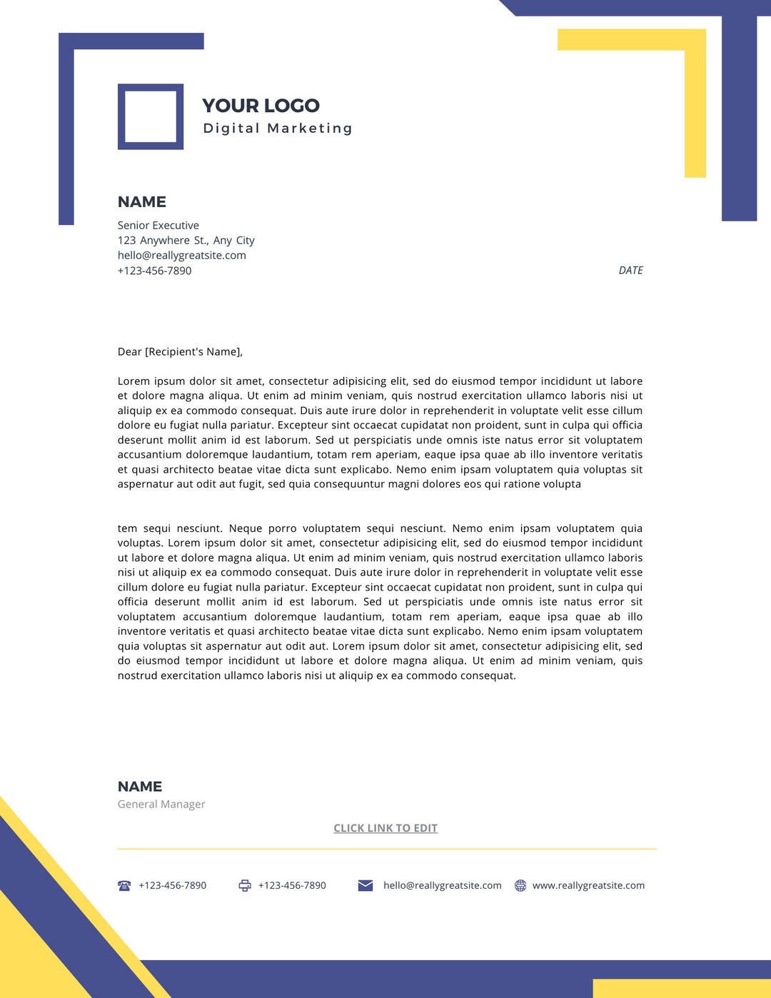 Professional Business Letterhead Template, Letterhead Writing, Instant ...
