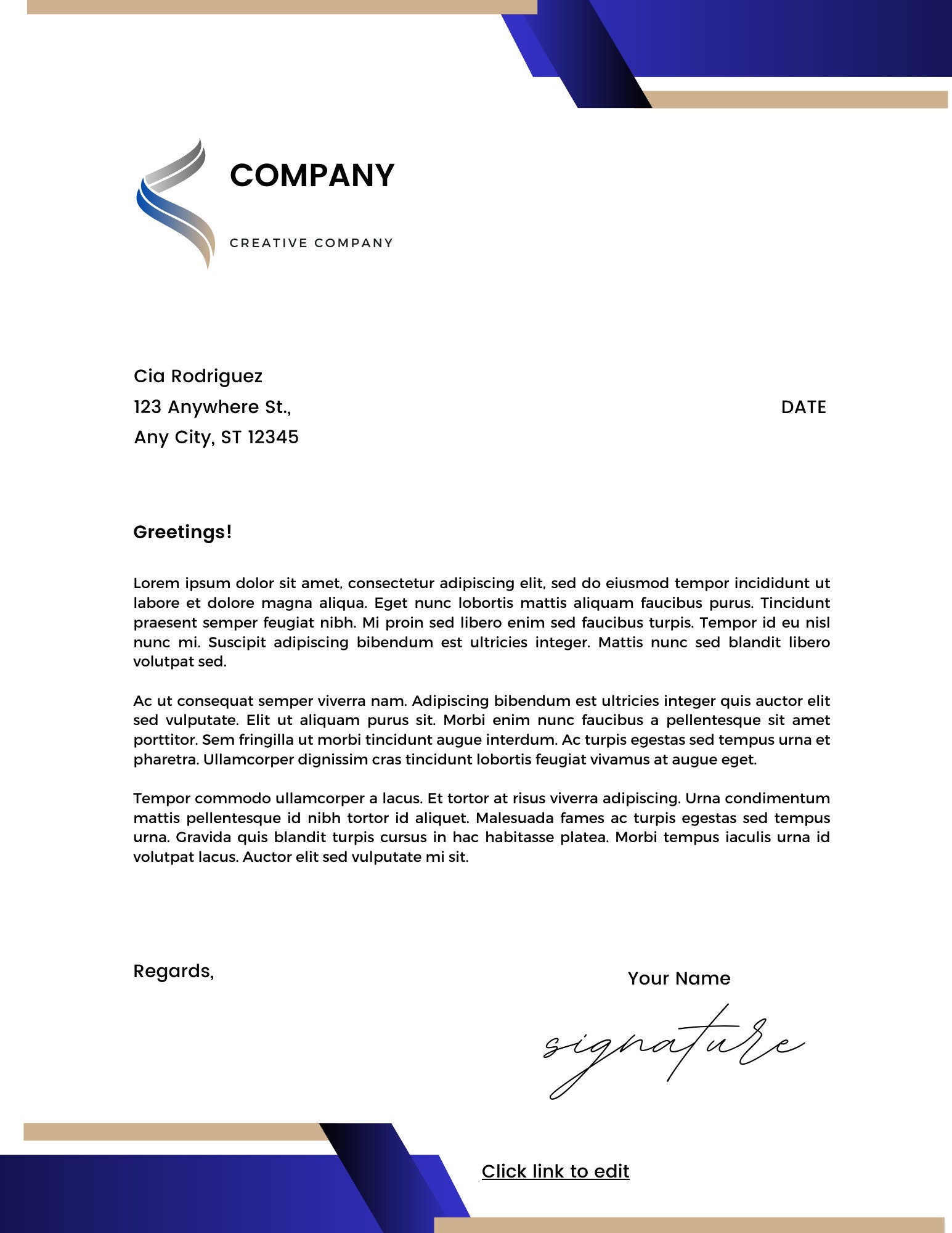 Formal Letterhead Template, Modern Design Letterhead, Instant Download ...