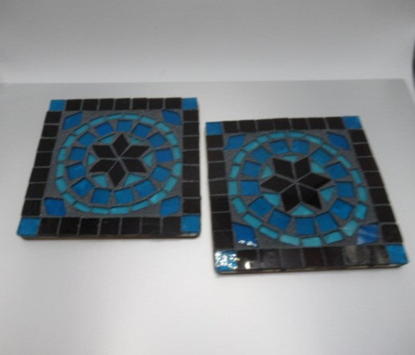 Handmade Stained Glass Mosaic Coasters Set of 2 for Unique Home Decor ...