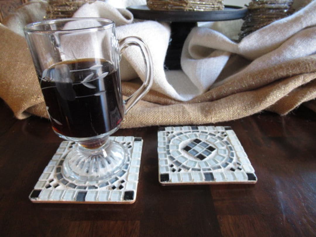 Handmade Stained Glass Mosaic Coasters Set - Unique Housewarming Gift ...