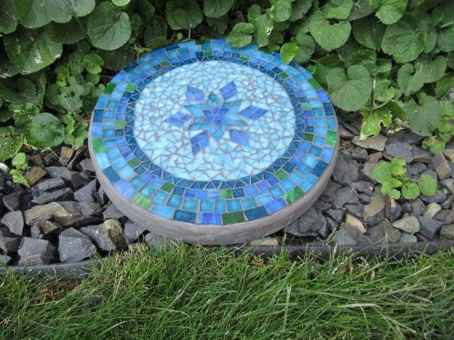 Unique Handmade Garden Stepping Stone With Stained Glass Mosaic Design ...