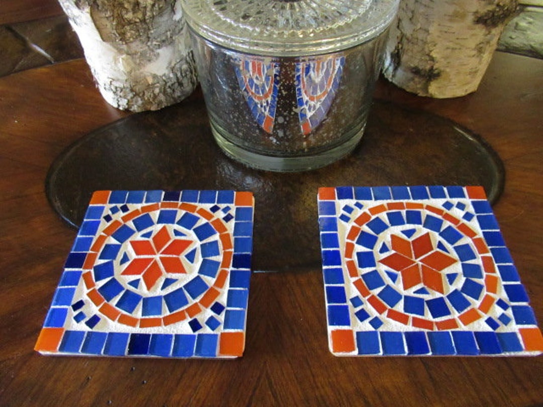 Handmade Stained Glass Mosaic Coaster Set With Non-slip Cork Bottom - Etsy