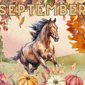 Horse Calendar 2024, Gift for Horse Lovers, Horses, Watercolor Horses ...