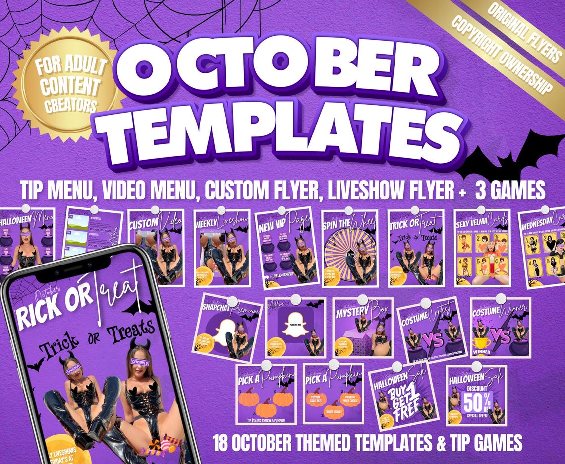 18 Only Fans October Templates, Halloween Themed Templates, Tip Games ...