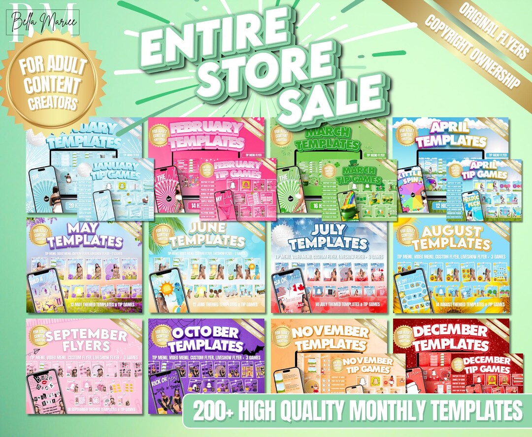 200+ January to December Onlyfans Templates, Entire Store Sale, Monthly ...