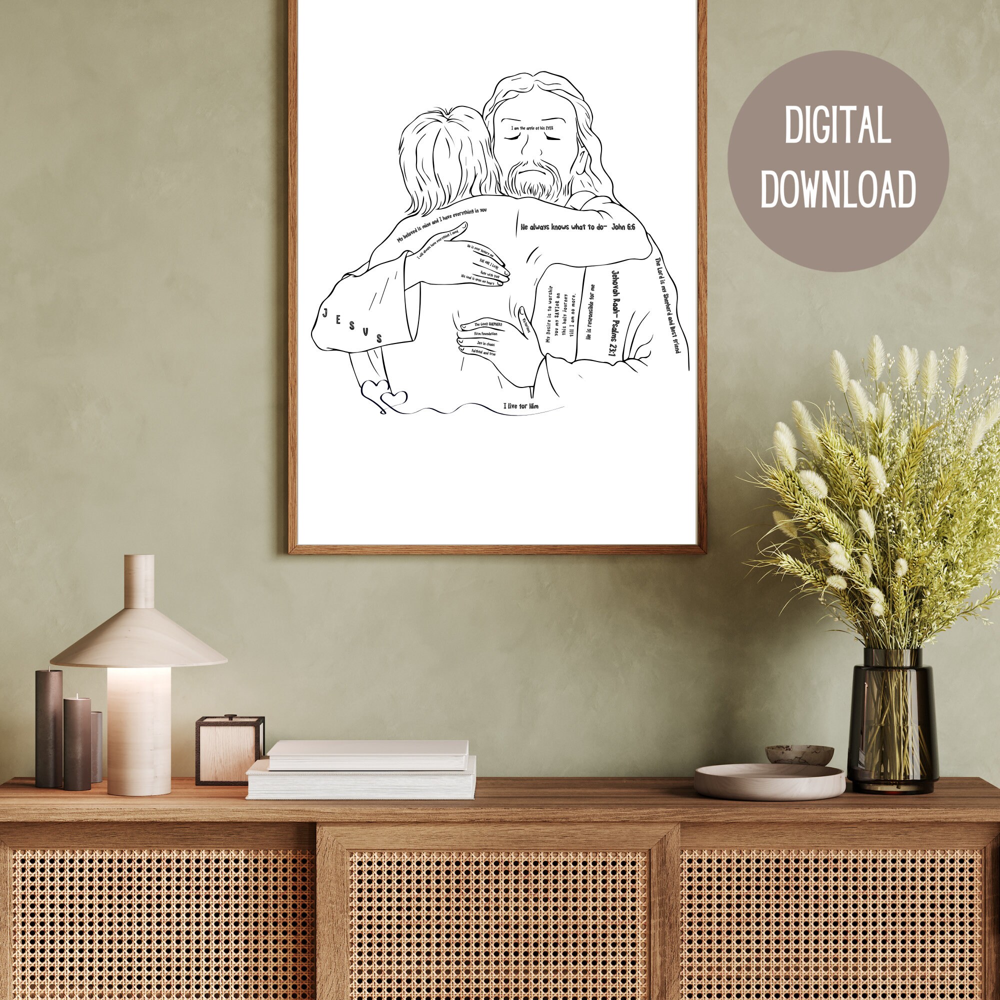 Names of Jesus Line Art, Jesus Line Art, Minimalist Christian Line Art ...