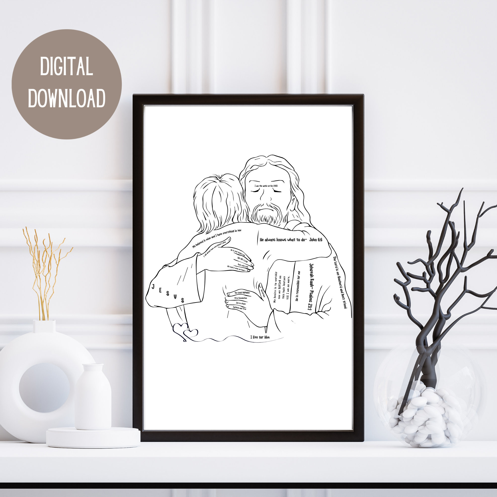 Names of Jesus Line Art, Jesus Line Art, Minimalist Christian Line Art ...