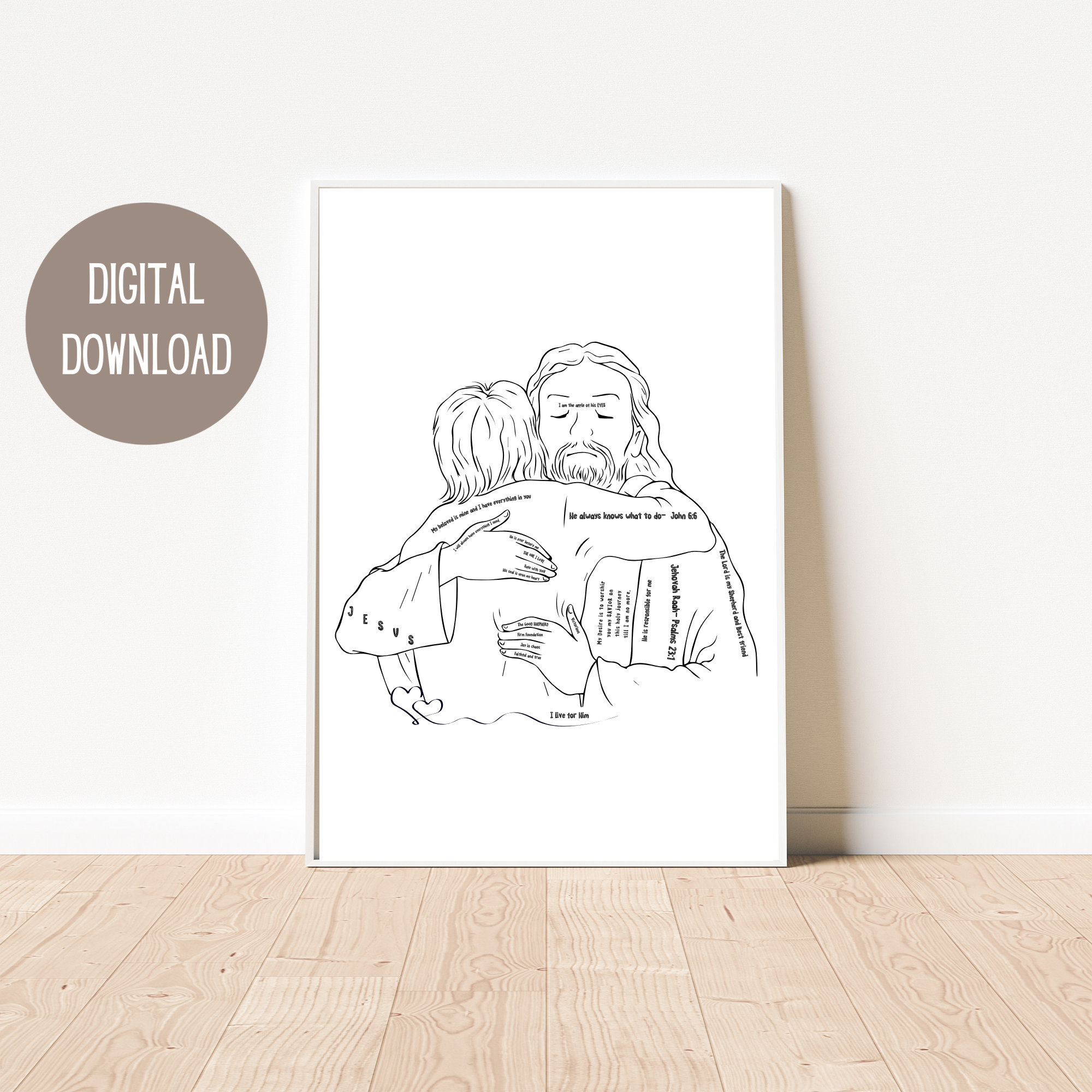 Names of Jesus Line Art, Jesus Line Art, Minimalist Christian Line Art ...
