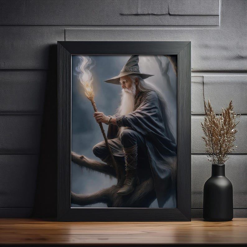 Vintage Halloween Wizard Print: Mystical Enchanted Forest Art (digital ...
