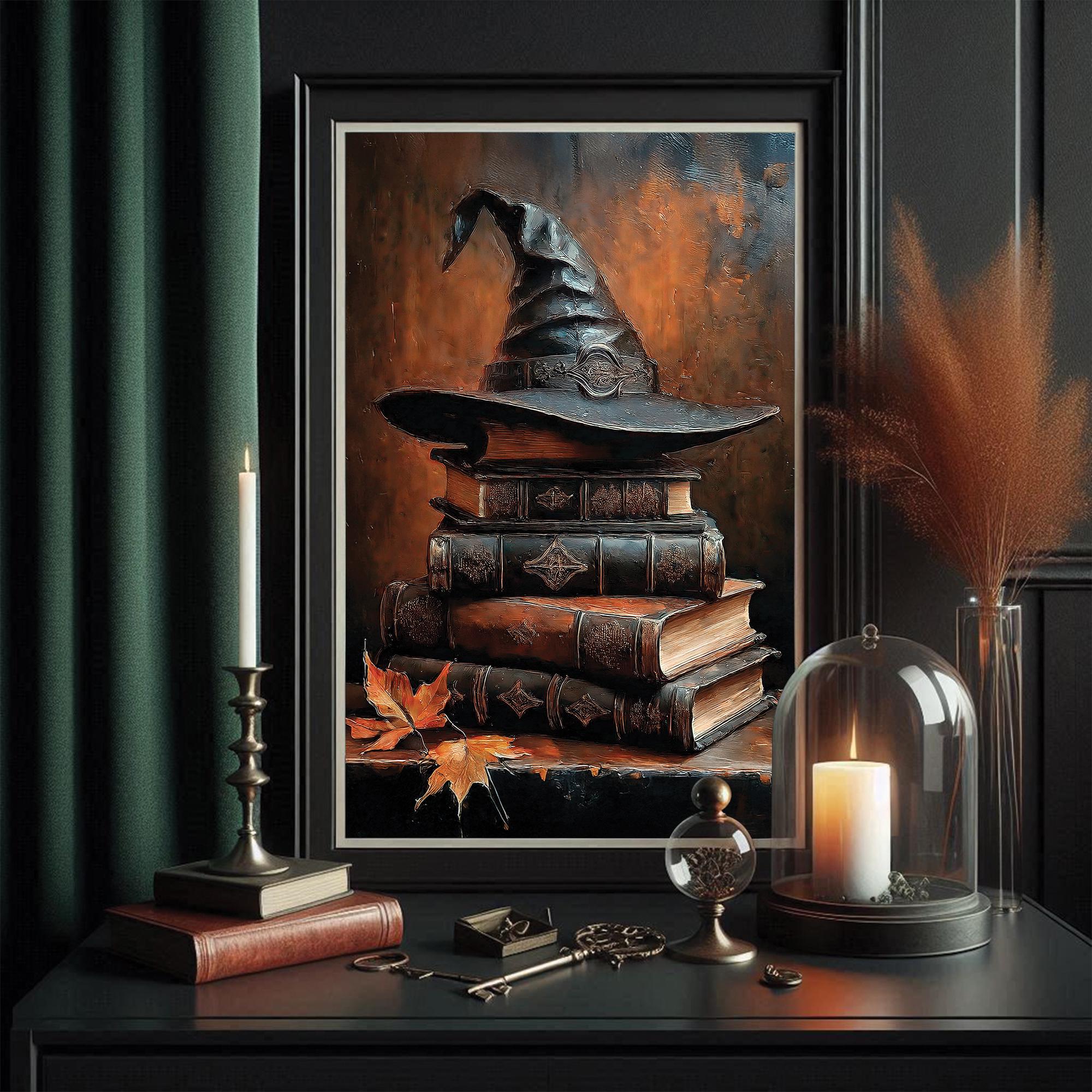 Mystical Digital Artwork Featuring a Witch Hat and Spell Books. Perfect ...