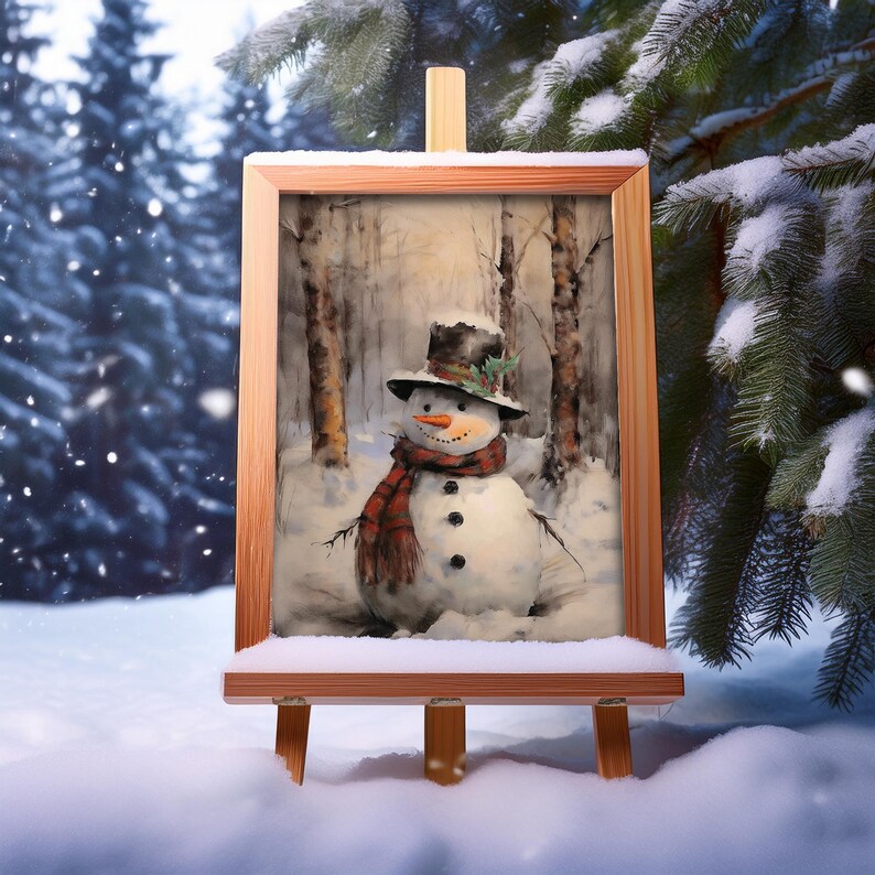 Rustic Snowman Wall Art: Cozy Vintage Christmas Printable - Etsy
