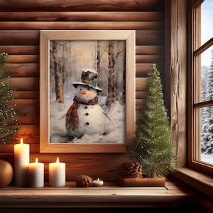 Rustic Snowman Wall Art: Cozy Vintage Christmas Printable - Etsy