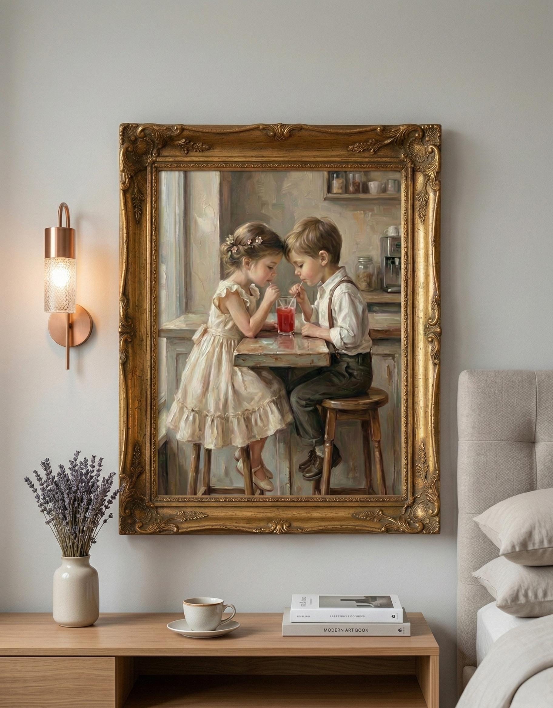 Romantic Childhood Art Print, Vintage Kids Illustration, Nursery Decor ...