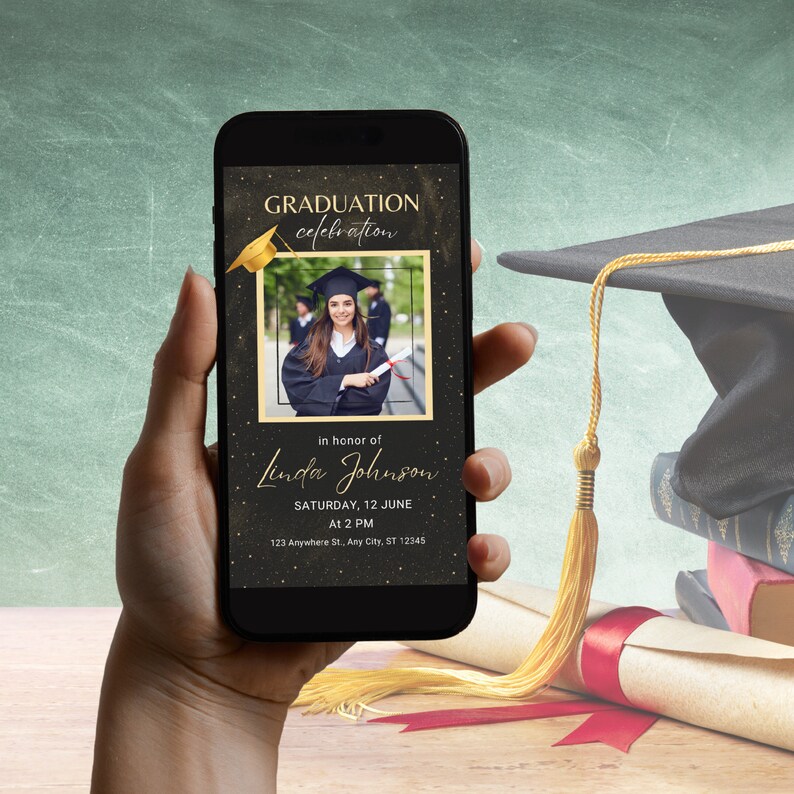 Editable Photo Graduation Invitation Template Canva Template for ...