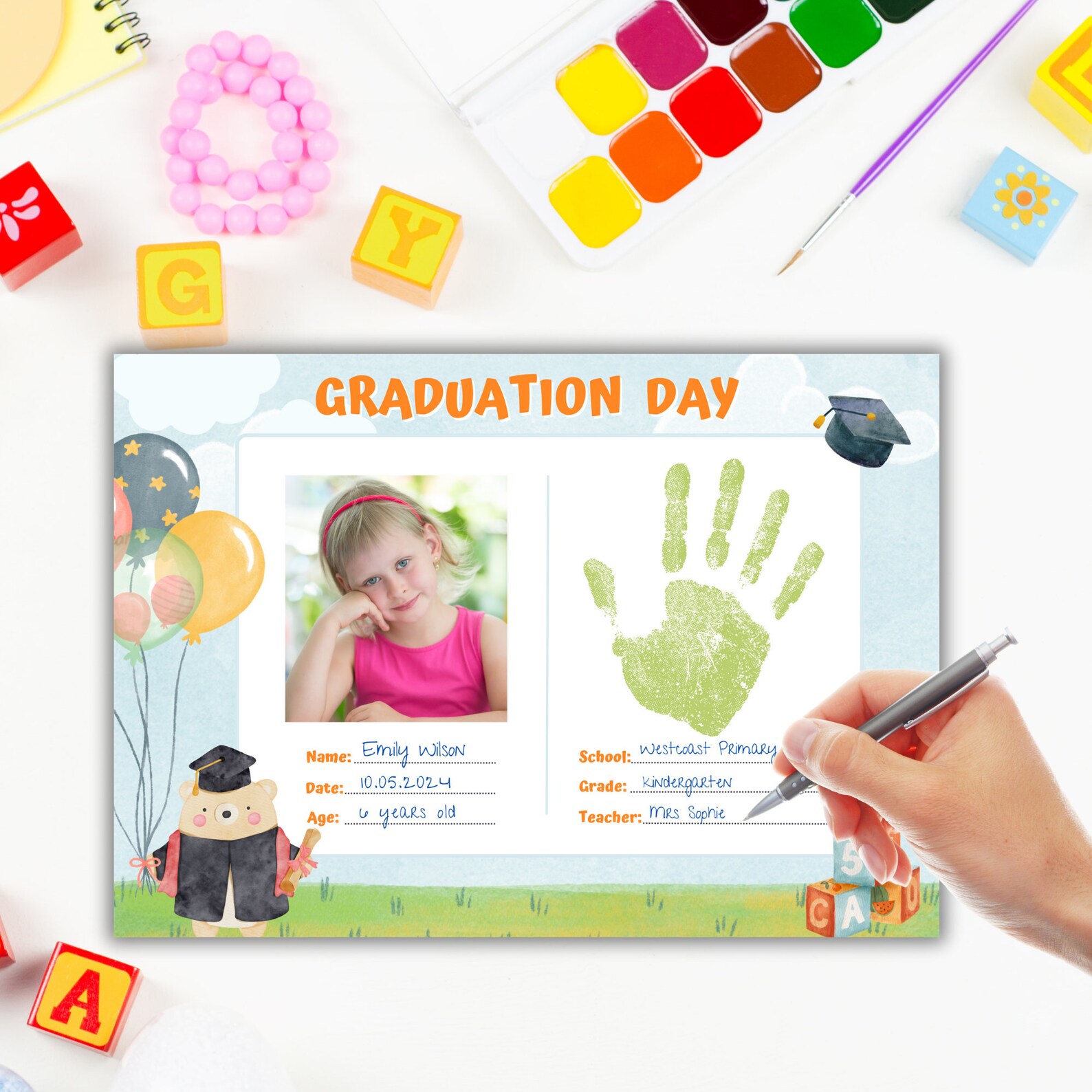Preschool Graduation Handprint Art Preschool Graduation Diploma Last ...